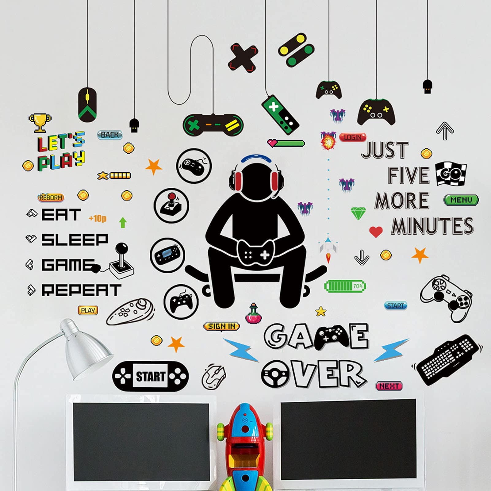 Gamer Wall Sticker Game Room Decor for Boys, Gamer Wall Decals Children ...