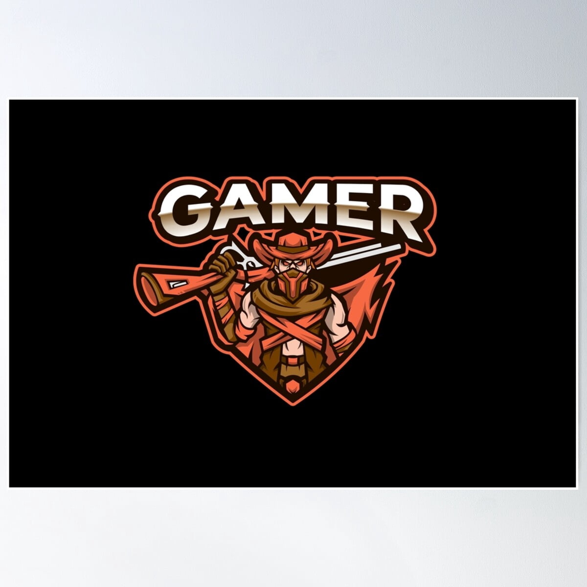 Gamer With Fierce Cowboy Poster Wall Art, Modern Wall Decor For Living ...