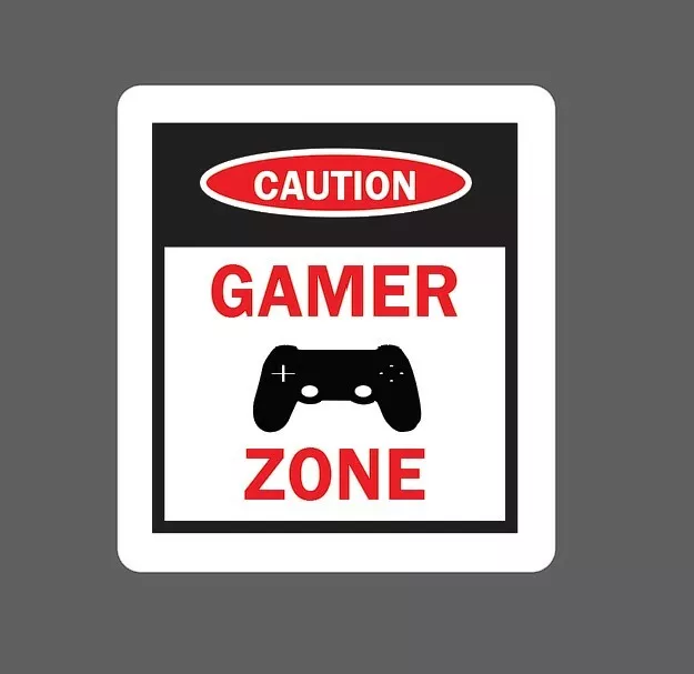 Gamer Zone Sticker Caution Waterproof Sticker Phone Decal Water Bottle ...