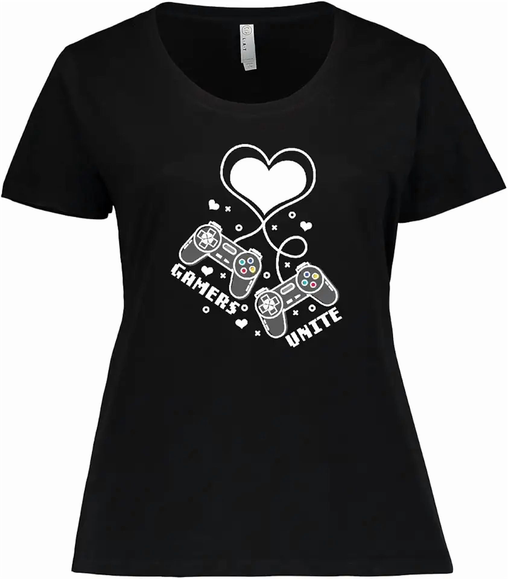 Gamers Unite Heart Controllers Women Plus Size Valentine Graphic T-Shirt - Walmart.com