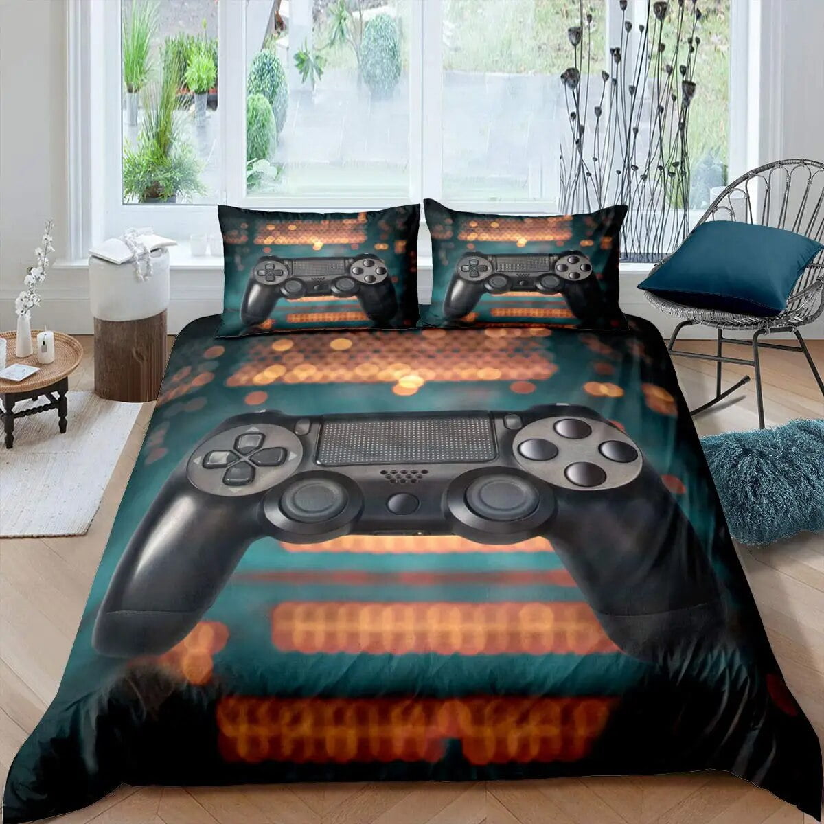 Games Duvet Cover Set Boy Kid Gamepad Bedding Set Video Game Controller Polyester Comforter ...