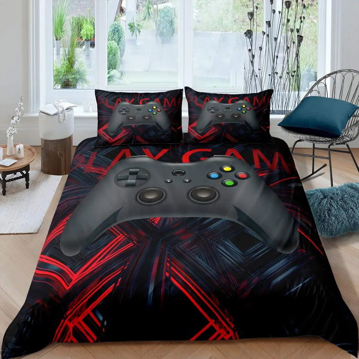 Games Duvet Cover Set Boy Kid Gamepad Bedding Set Video Game Controller Polyester Comforter ...