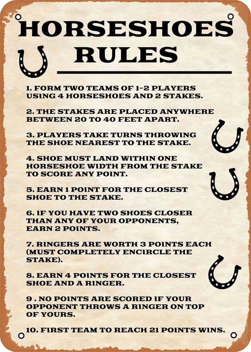 Games Horseshoes Rules Poster Metal Sign, 12" x 16" - Walmart.com