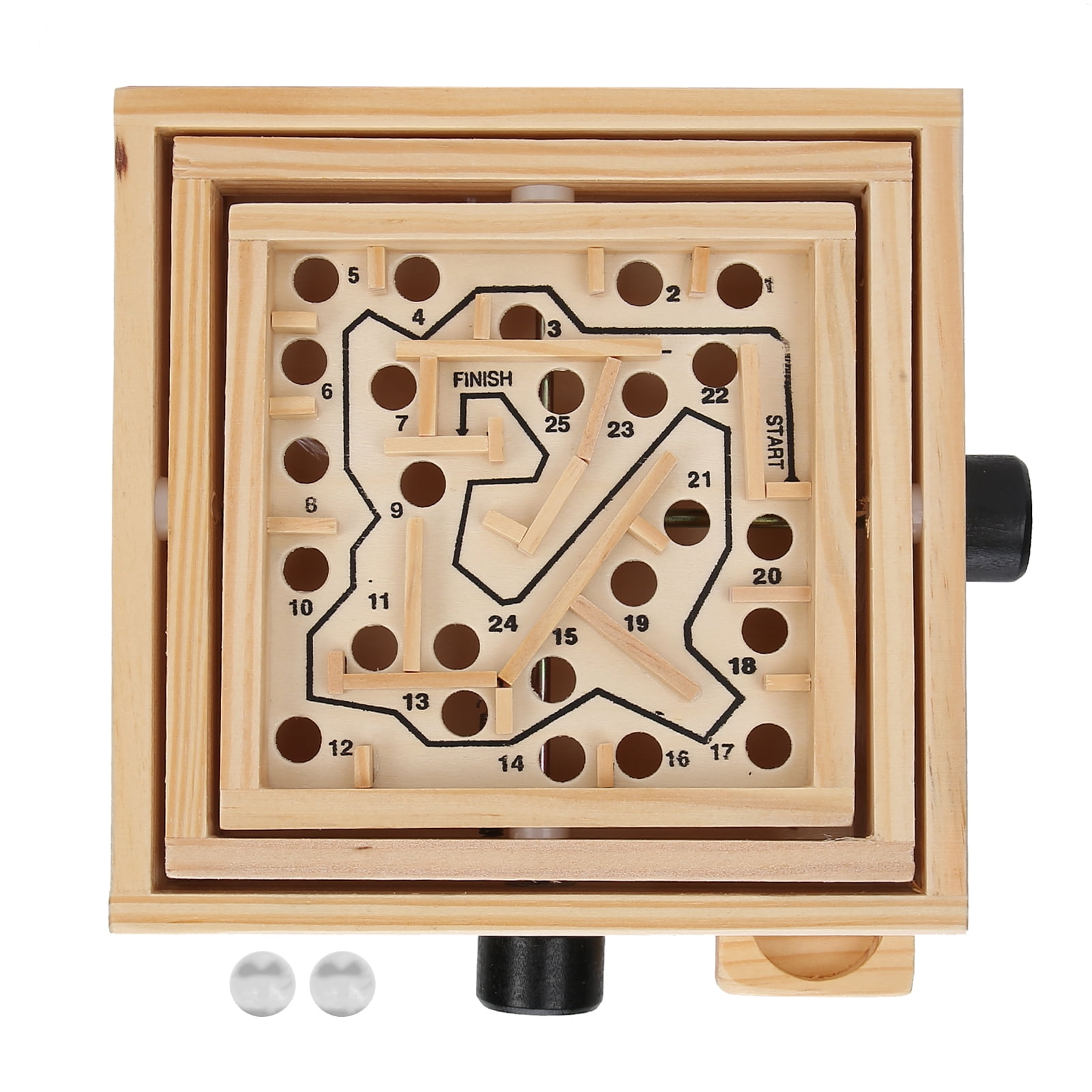 Games Large Wooden Labyrinth 6.3" x 6.3" Marble Ball Tilt Maze Wood ...