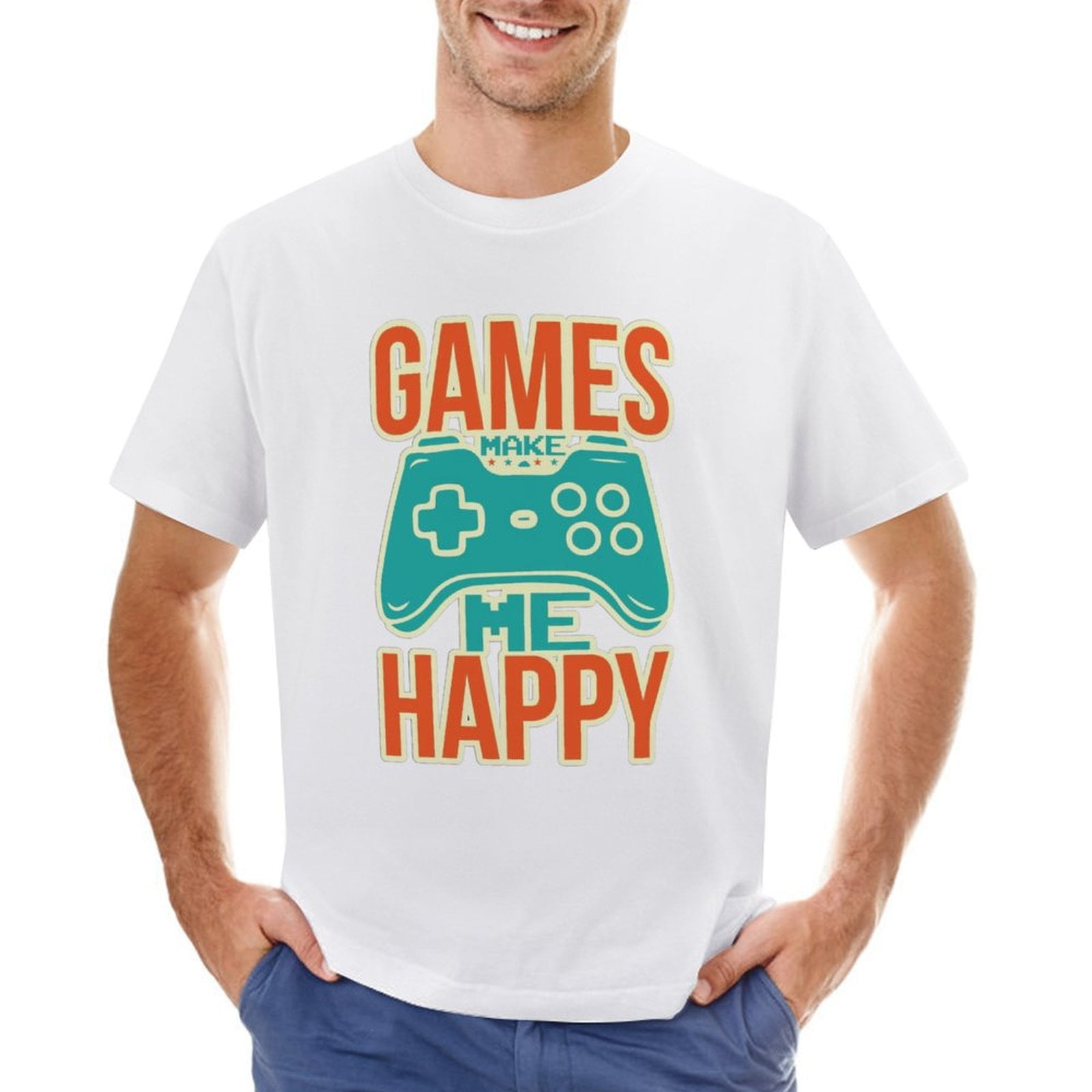 Games Make Me Happy T-Shirt for Men - Fun Gaming Lover Gift Tee ...
