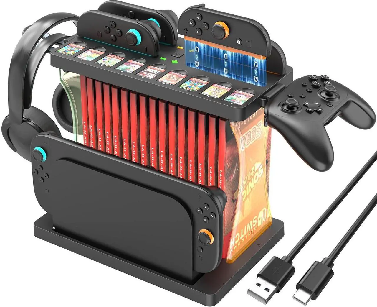 Games Organizer Station with Controller Charger, Charging Dock for ...