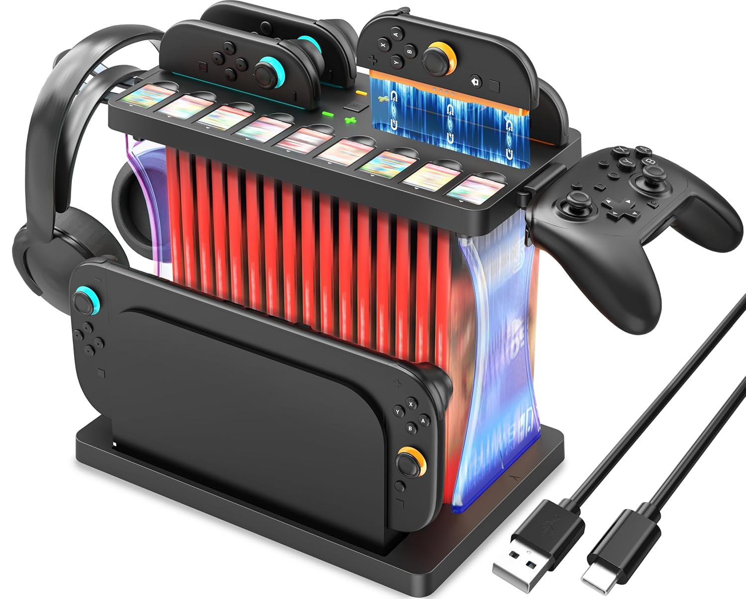 Games Organizer Station with Controller Charger, Charging Dock for ...