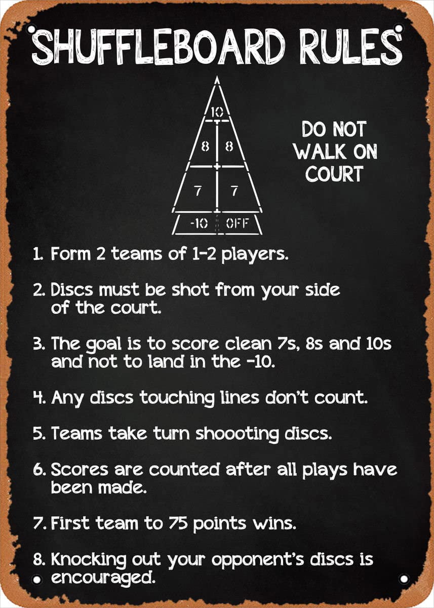 Games SHUFFLEBOARD Chalk Poster Retro Vintage Aluminium Metal Sign Home ...