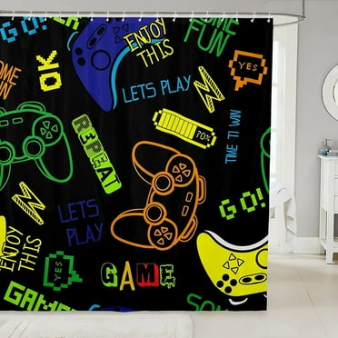 Teen Gaming Shower Curtain Gamer Gift for Boys Game Room Decor Kids ...