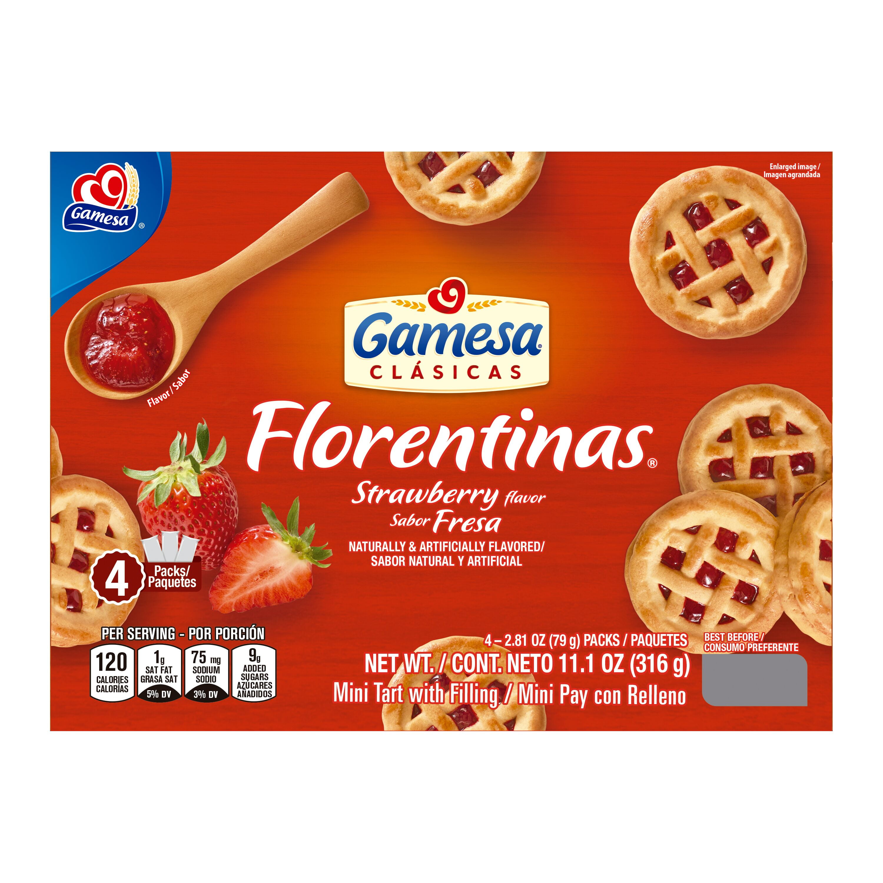 Gamesa Florentinas Strawberry Flavored Cookies, 11.1 oz - Walmart.com