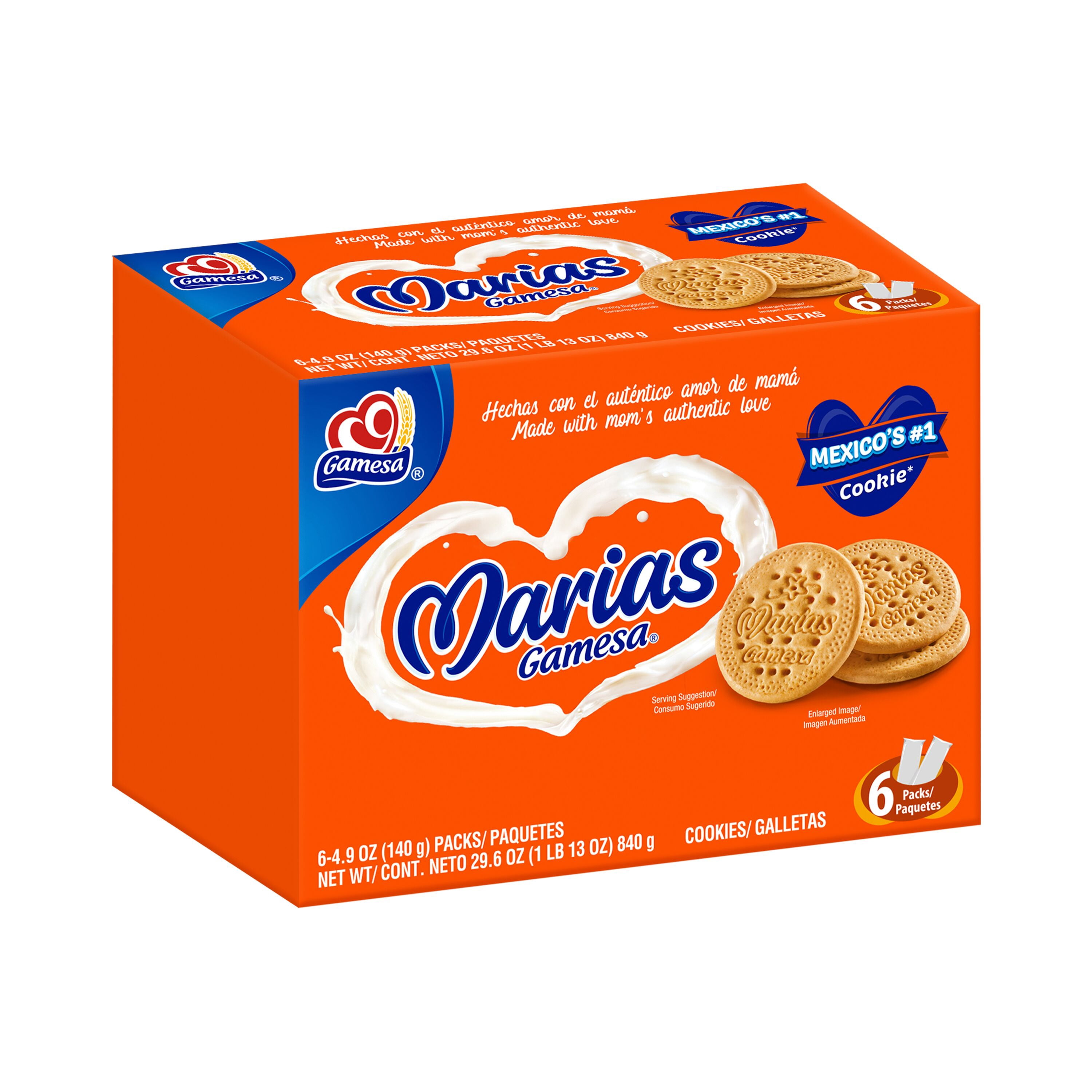 Gamesa Cookies, Marias 4.9 oz 6 count, 128 Cookies, Mexican Snacks and ...