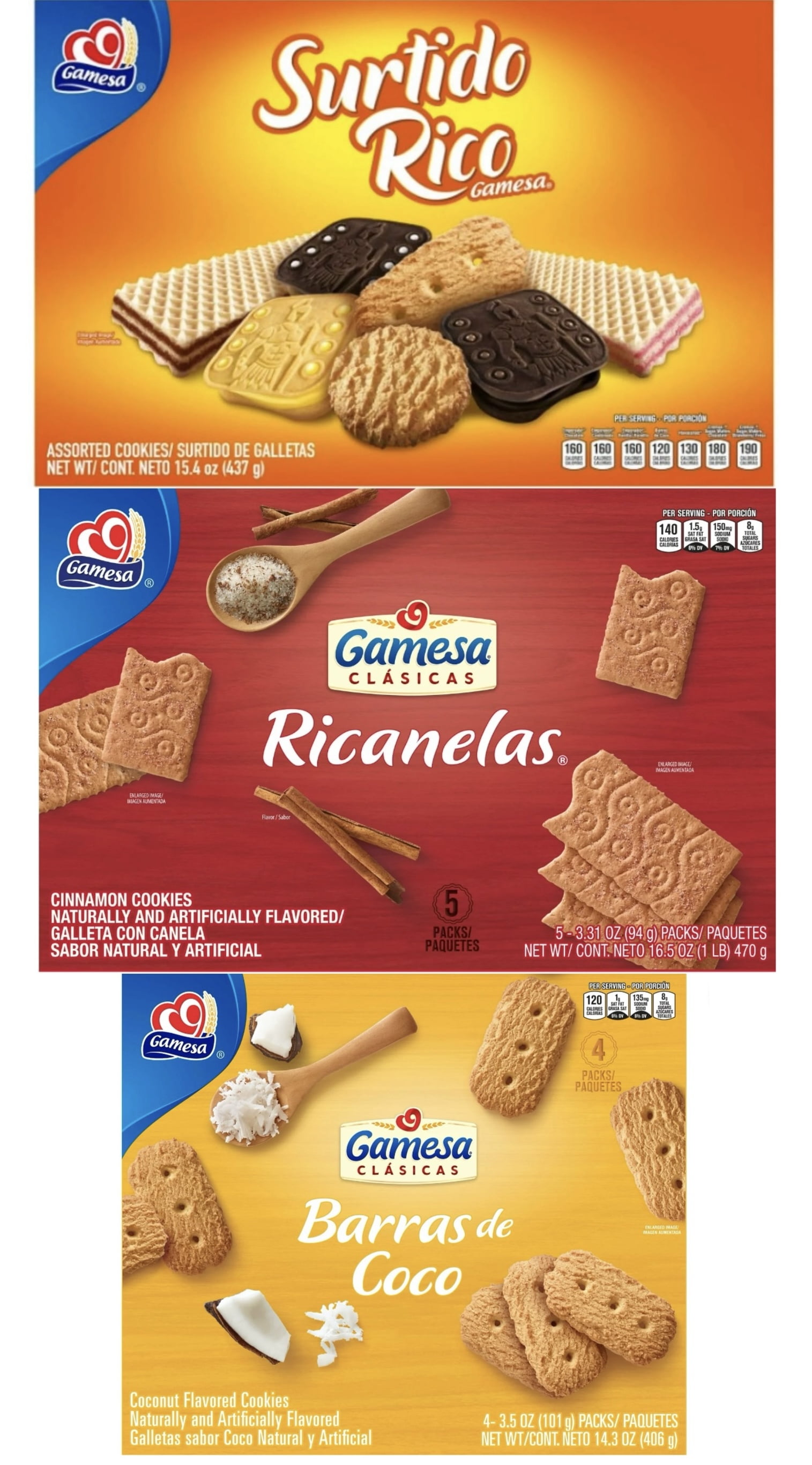 Gamesa Mix | Surtido Rico | Ricanelas | Barras Coco | Mexican Cookies ...