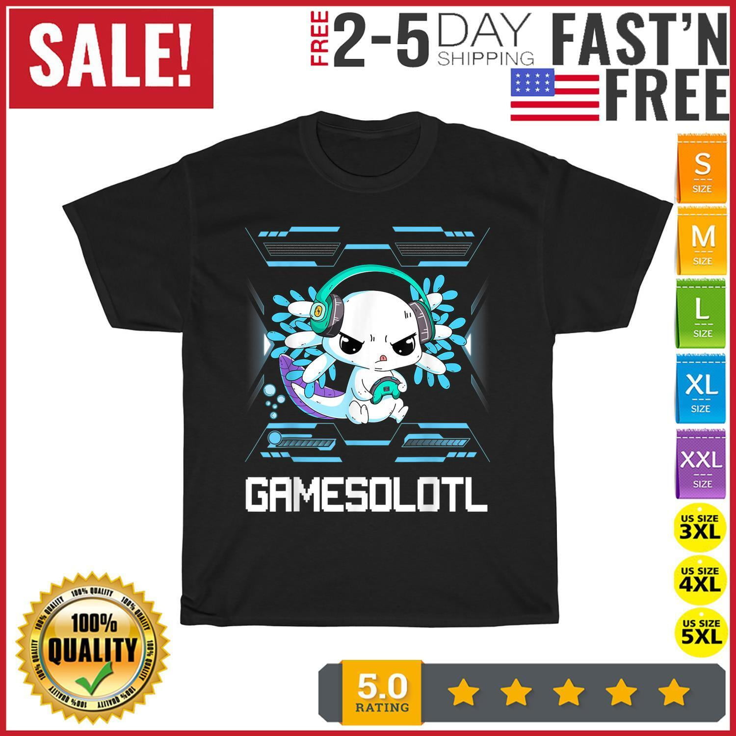 Gamesolotl Axolotl Video Gamer Kawaii Anime Vintage T Shirt Men Women ...