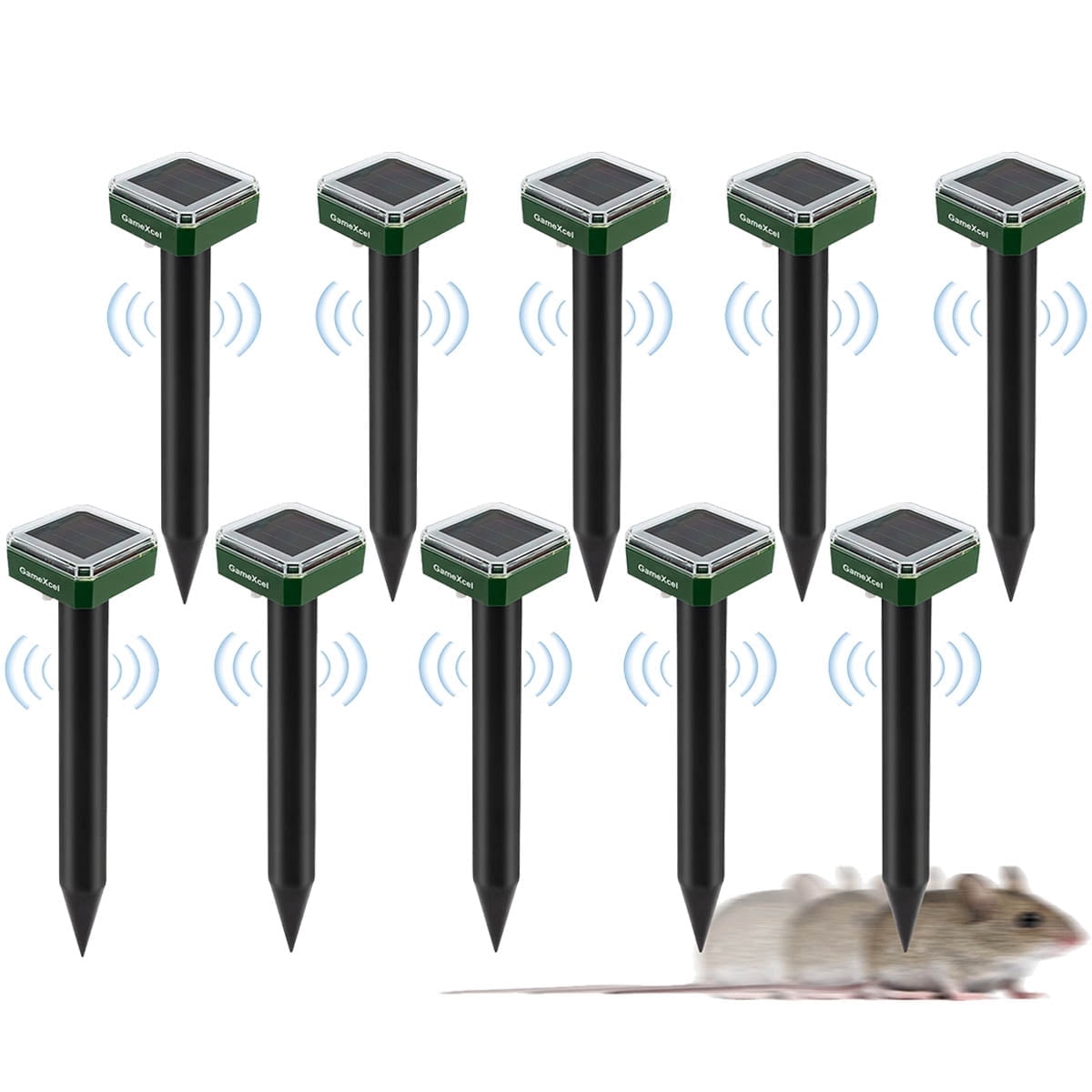 Gamexcel 10 Pack Outdoor Waterproof Solar Mole Ultrasonic Mouse ...