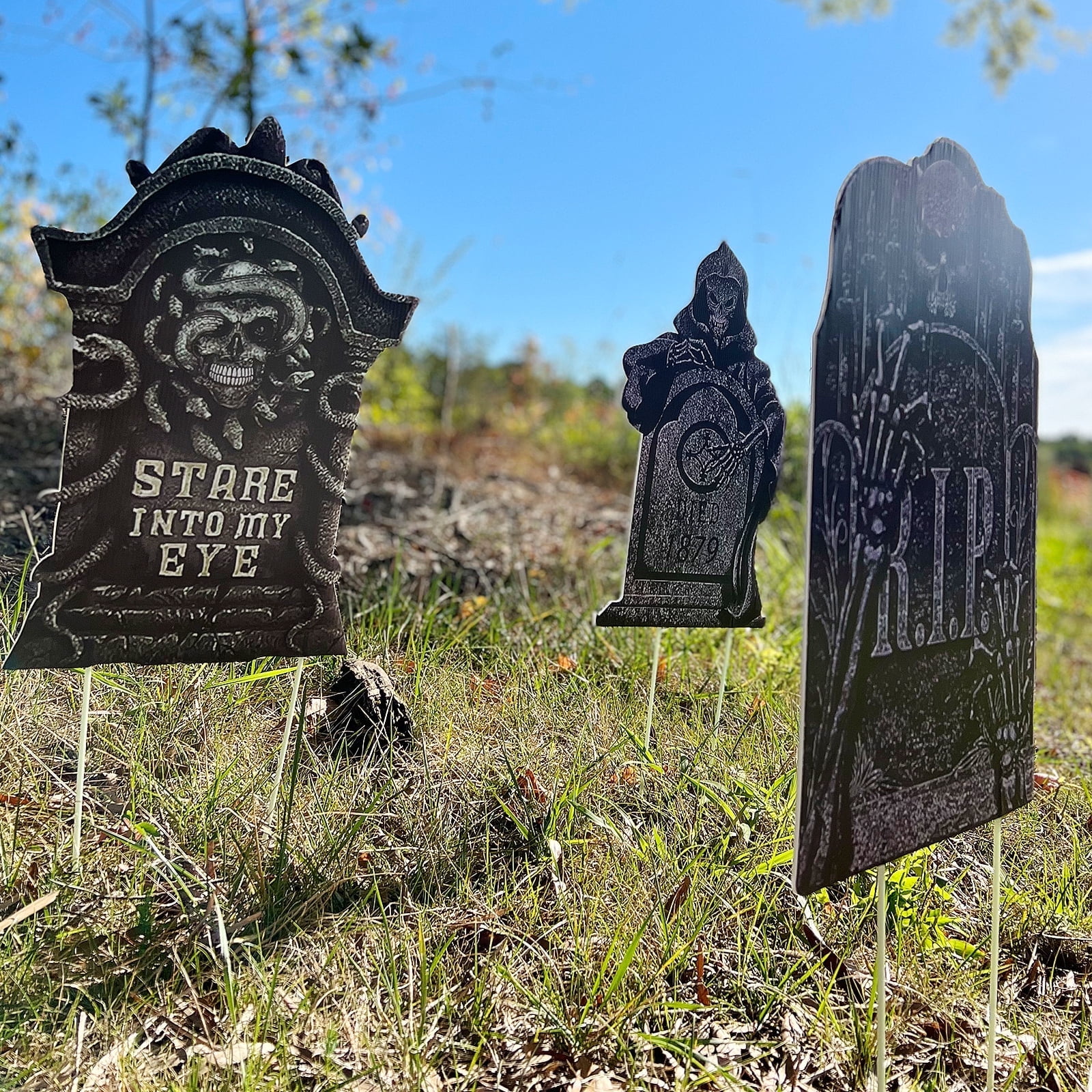 Gamexcel 16” x 11” Halloween Tombstone Yard Signs - Spooky Graveyard ...