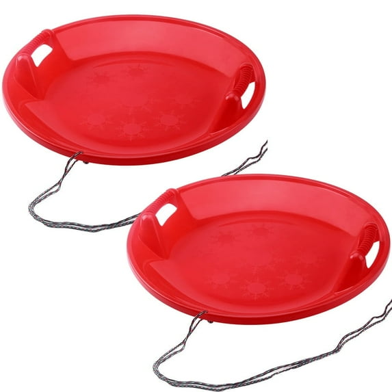 Gamexcel 2Pack 25" Round Snow Sled with Handles and Ropes, Slippery ...