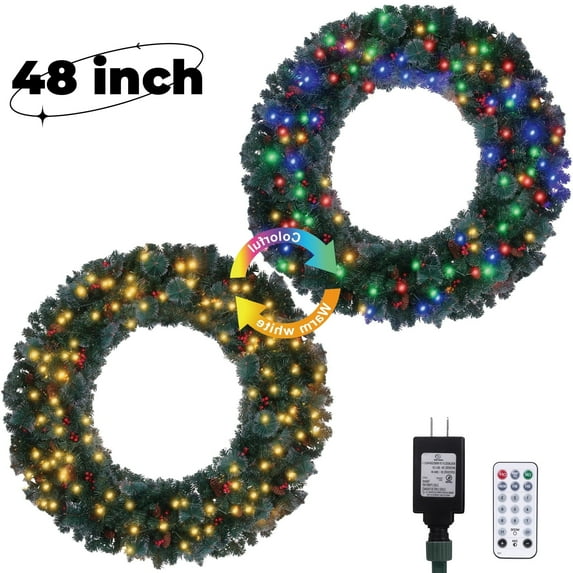 Gamexcel 48" Prelit Christmas Wreath Large for Front Door with 120 LEDs ...