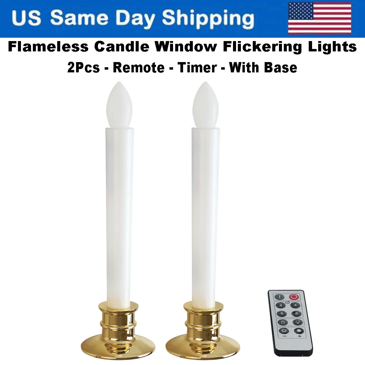 Gamexcel Flameless LED Candle Lights with Remote Timer and Gold Holders ...