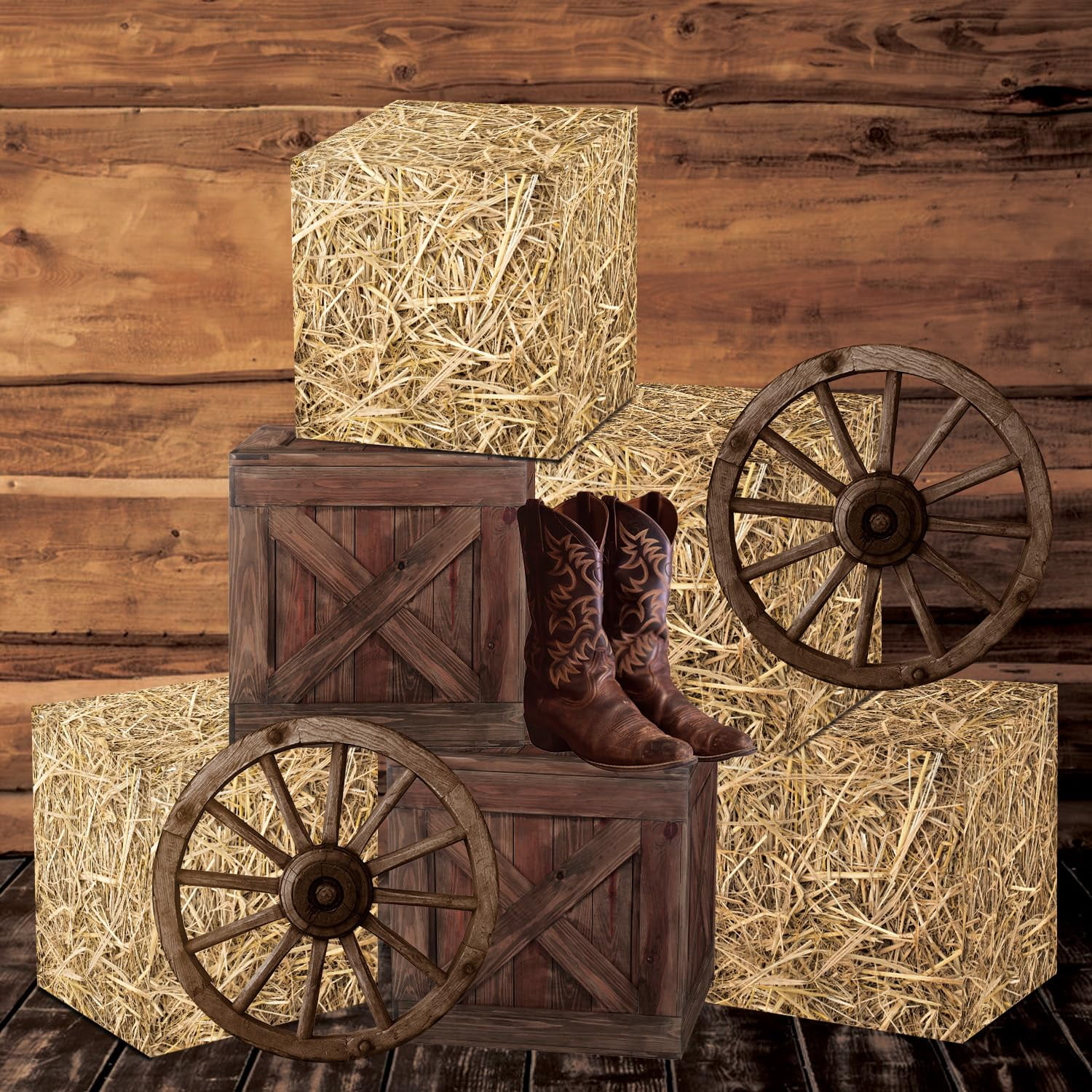 Gameza Western Hay Bales Boxes Decor, Western Cowboy Party Decorations ...