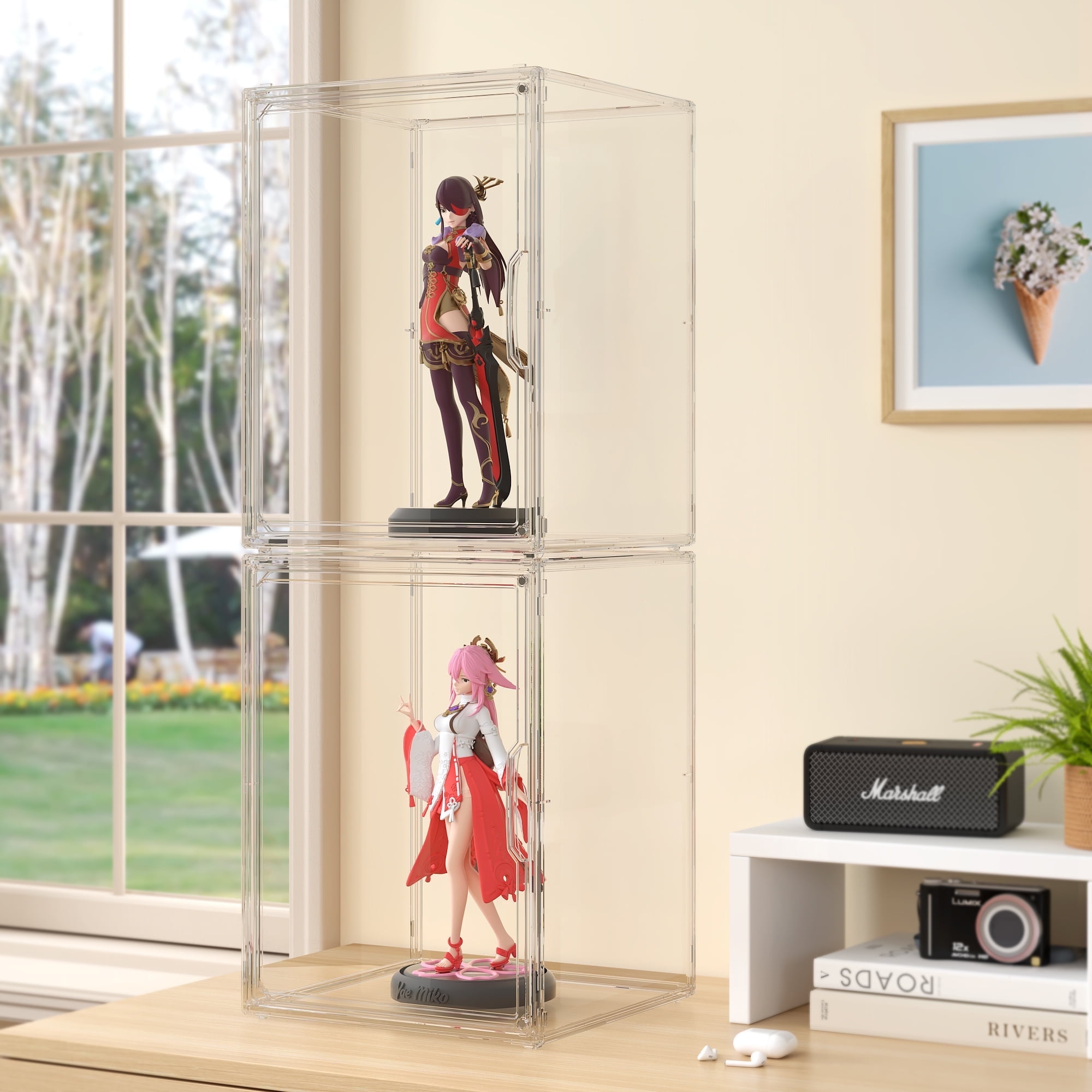 Gamic Large Acrylic Figure Display Case 2 Tier Adjustable Display Case ...