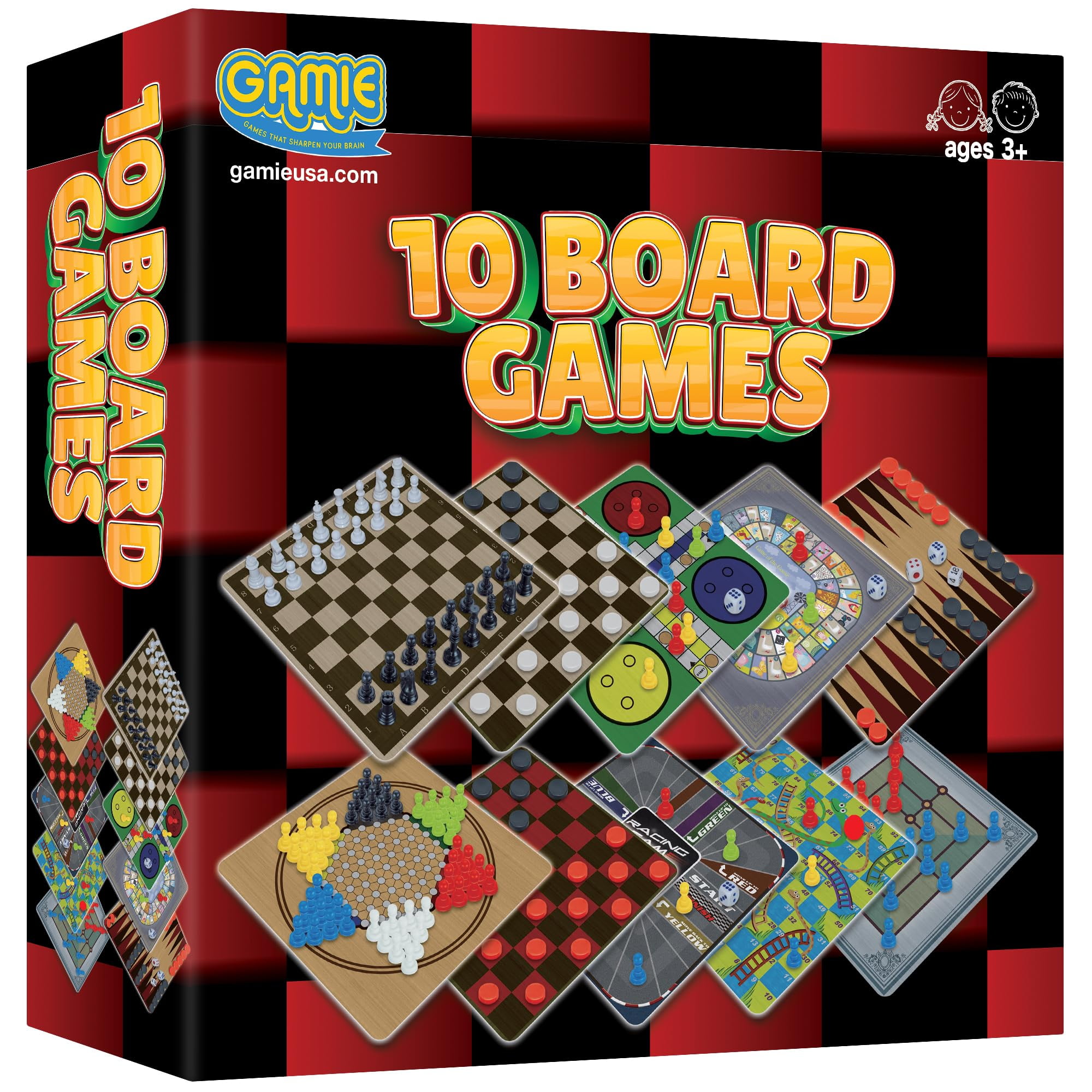 Gamie 10 Board AIF9 Set, Classic Family for Kids and Adults, Includes 5 ...