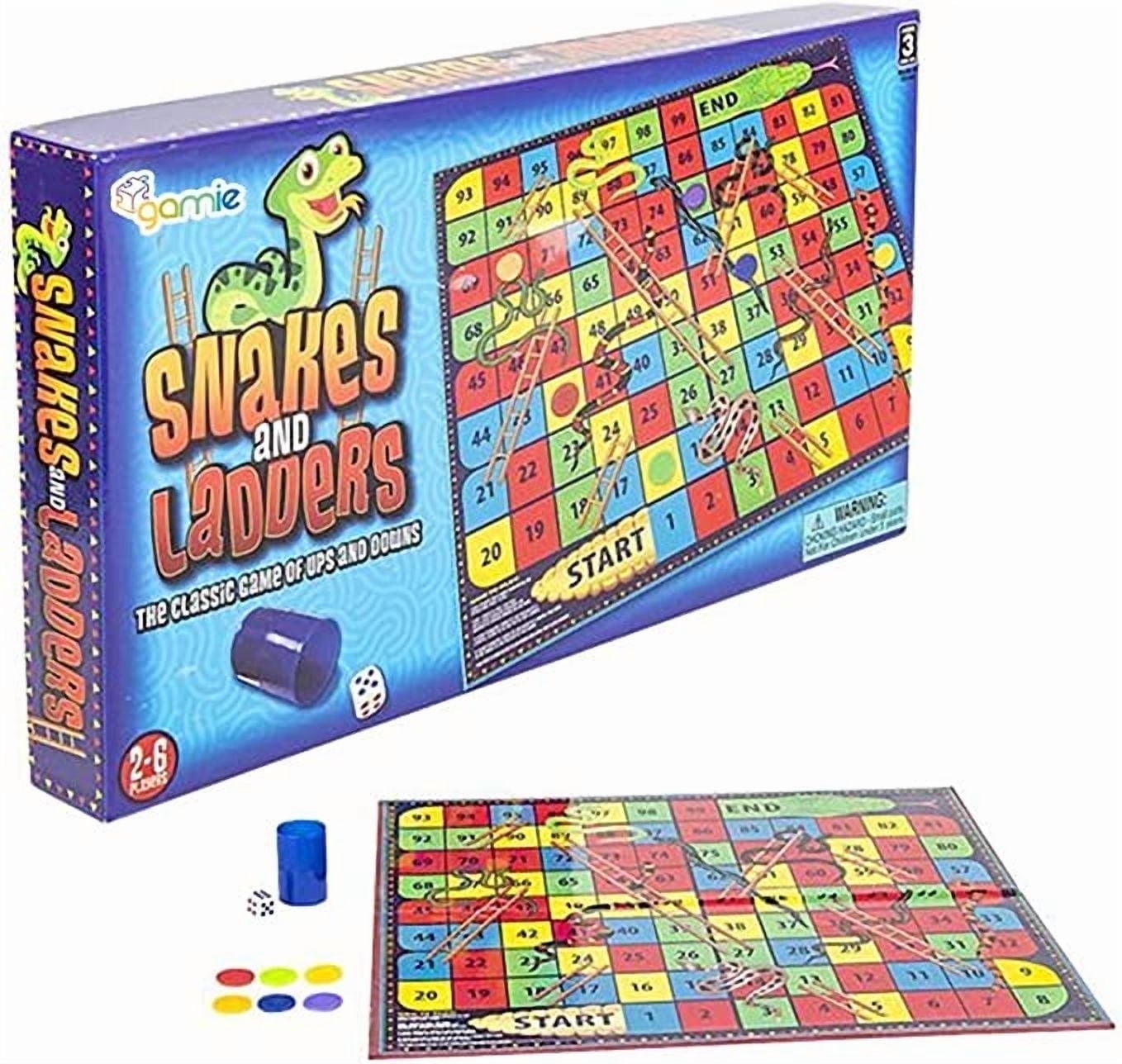 Gamie Snakes and Ladders Board Game for Kids and Family, Classic ...