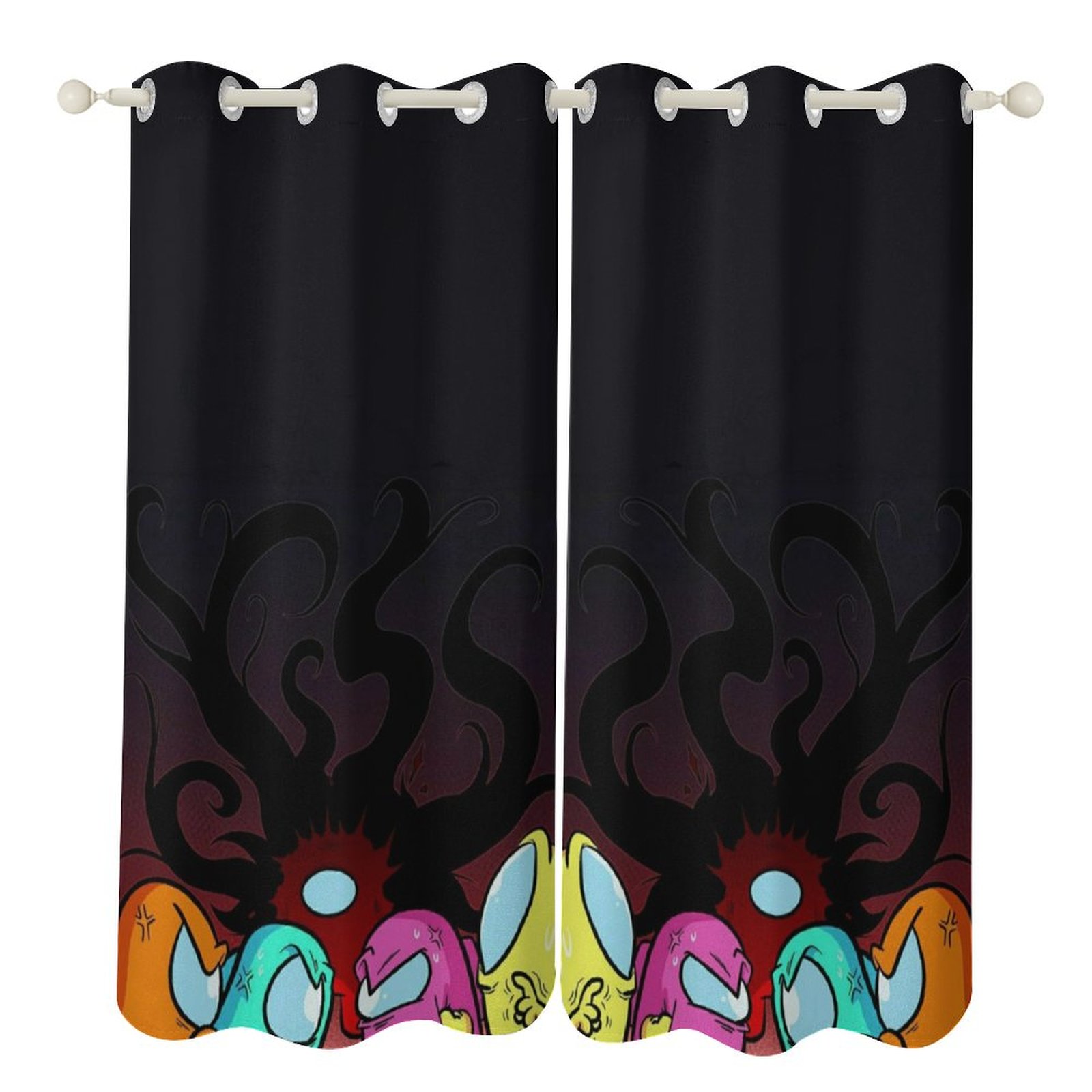 Gaming Among Us Angry Curtains 72 Inch,Blackout Curtains,Cartoon ...
