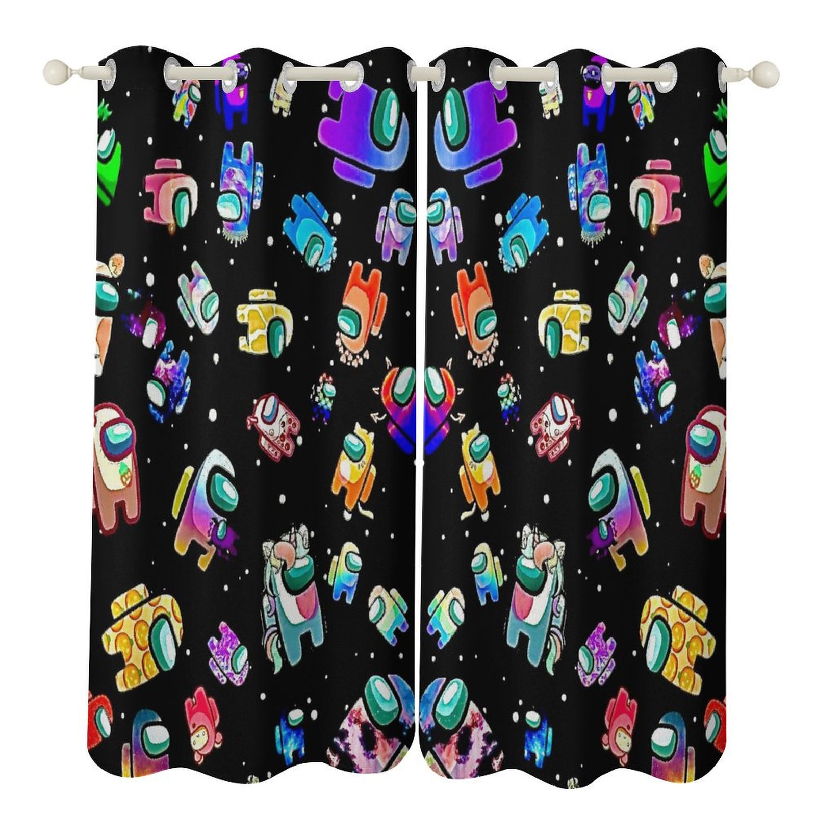 Gaming Among-Us Imposter Crewmate Curtains for Kids,Cartoon BlackOut ...