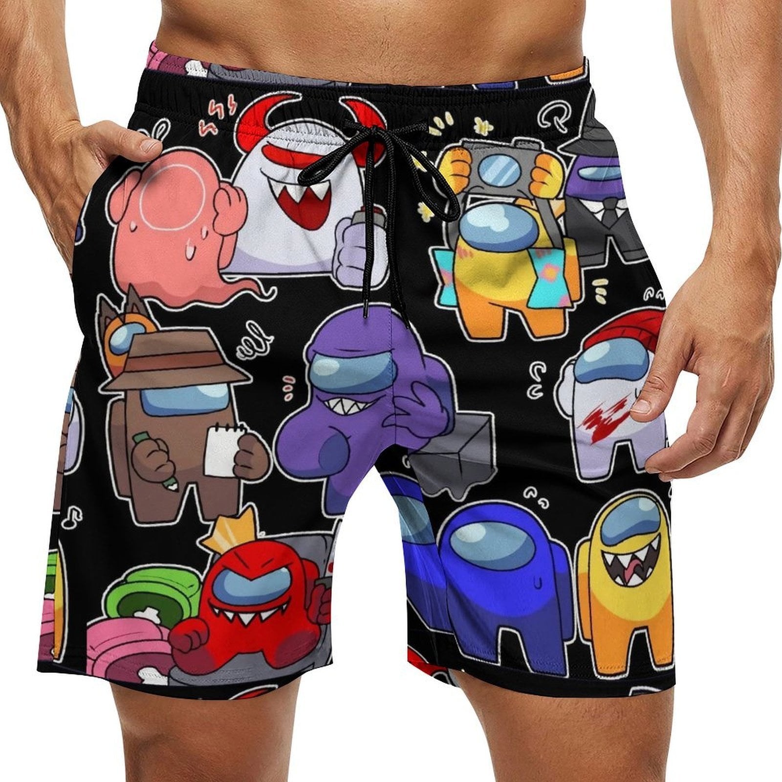Gaming Among-Us Imposter Crewmate Mens Swim Trunks with Compression ...