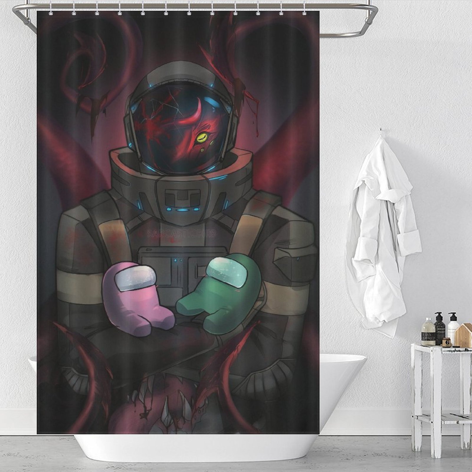 Gaming Among-Us Imposter Crewmate Reactor Shower Curtain,Polyester Shower Curtain,Water ...
