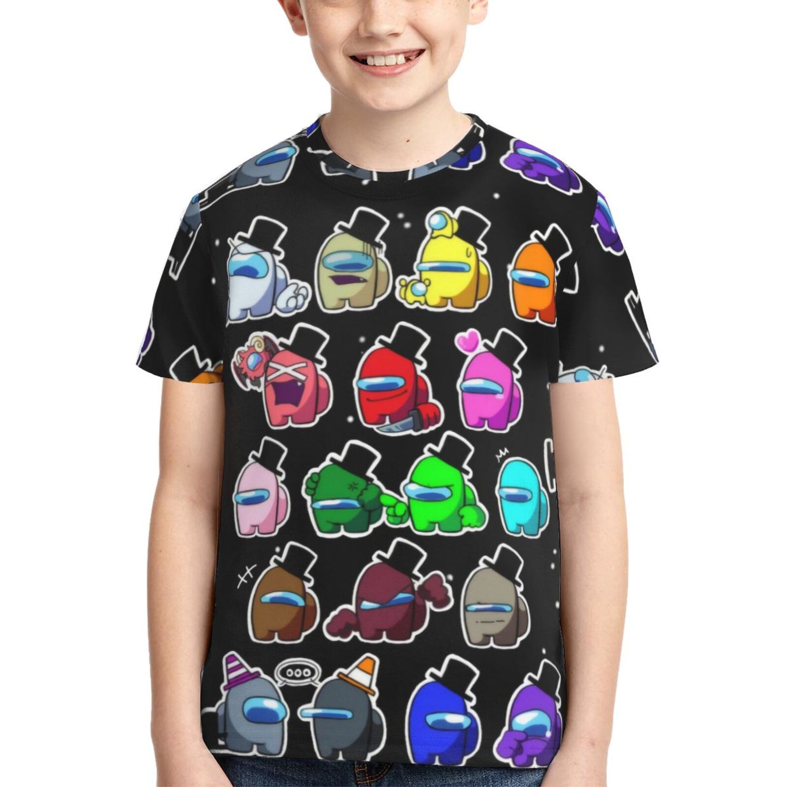 Gaming Among-Us Imposter Crewmate T-Shirt for Boys Girls Graphic Tees ...