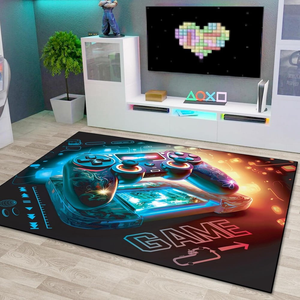 Gaming Area Rug Teen Boys Carpet 3D Transparent Gamepad Game Controller ...