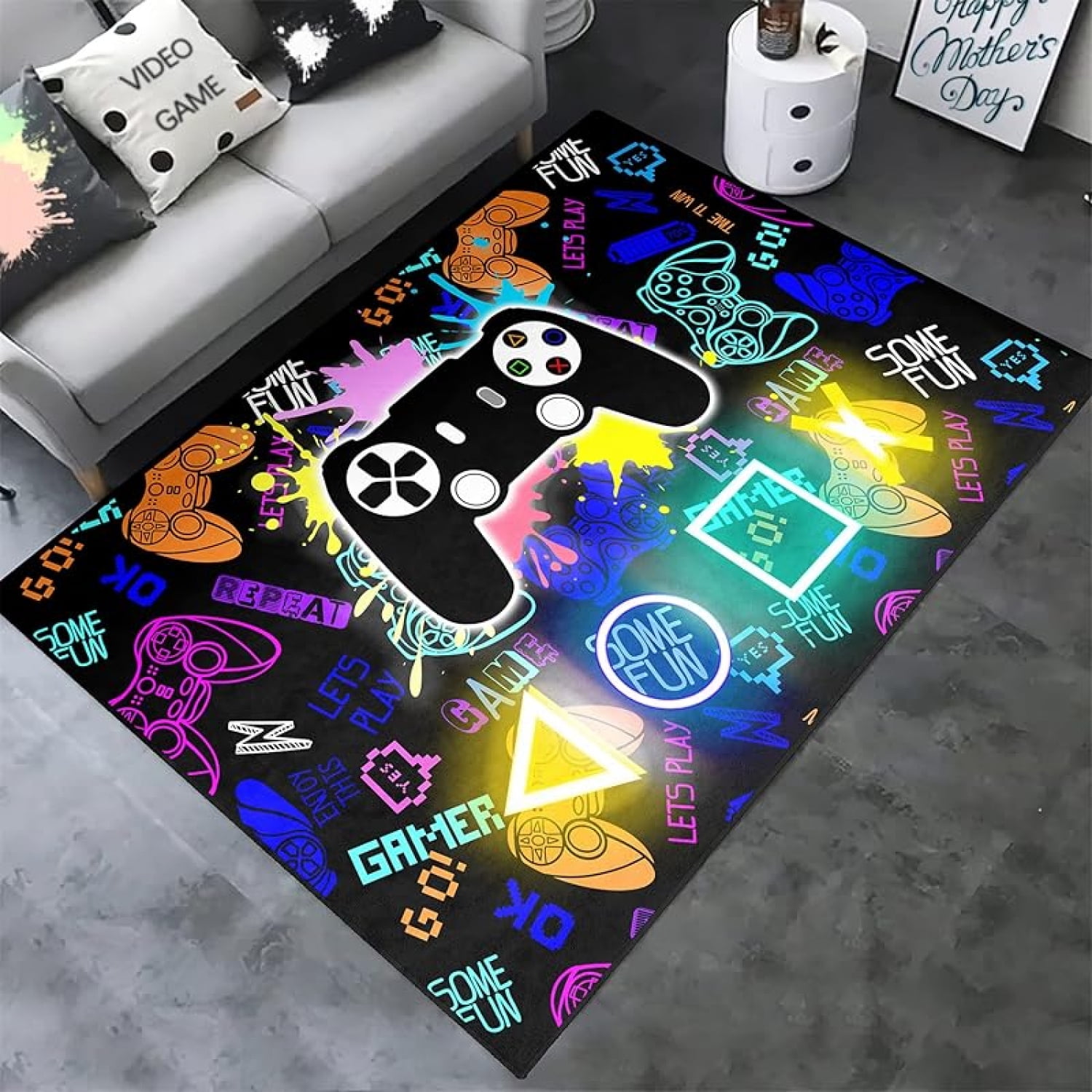 Gaming Area Rugs for Boys Cool Game Style Bedroom, Video Games Bedroom ...
