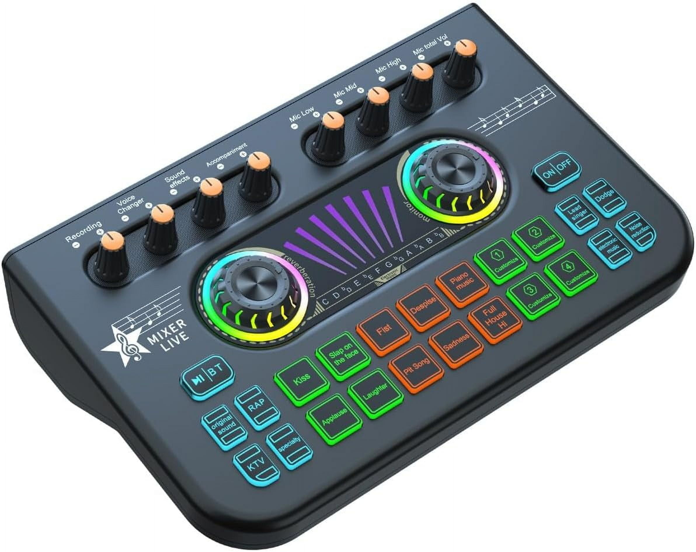 Gaming Audio Mixer,Streaming Mixer with Audio Interface BT Sound Board ...
