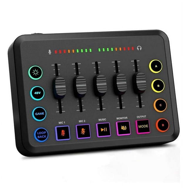 Gaming Audio Mixer, Streaming RGB PC Mixer with XLR Microphone ...