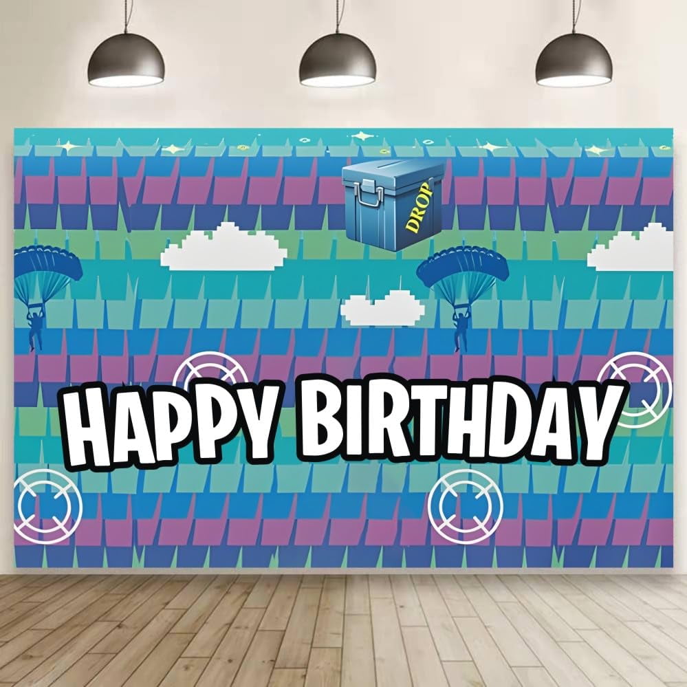 Gaming Background Birthday CORNET Decorations, Gaming Happy Birthday Banner Backdrop for ...