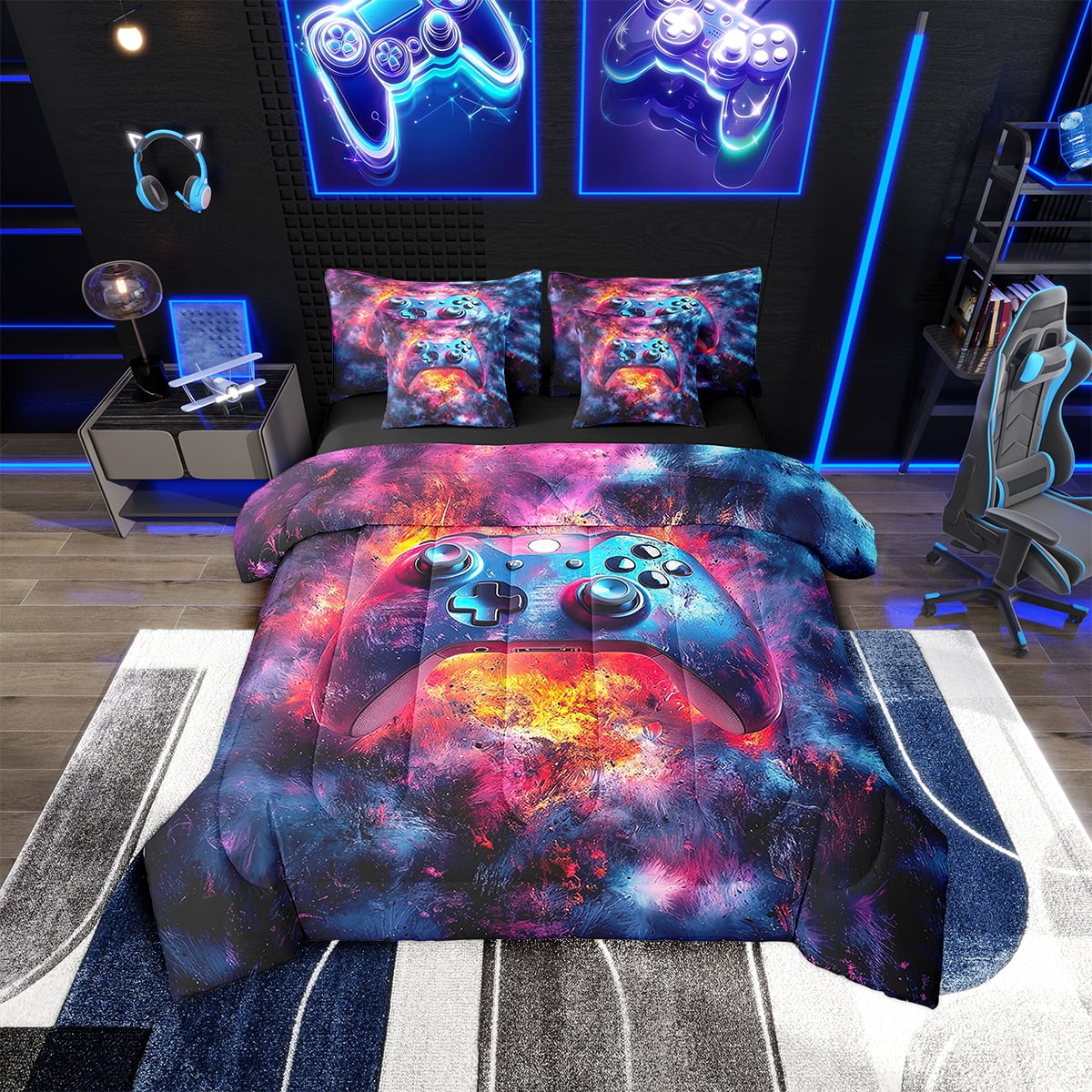 Gaming Bed in a Bag 7 Pcs for Boys Teen Video Game Bedding Sets Full ...
