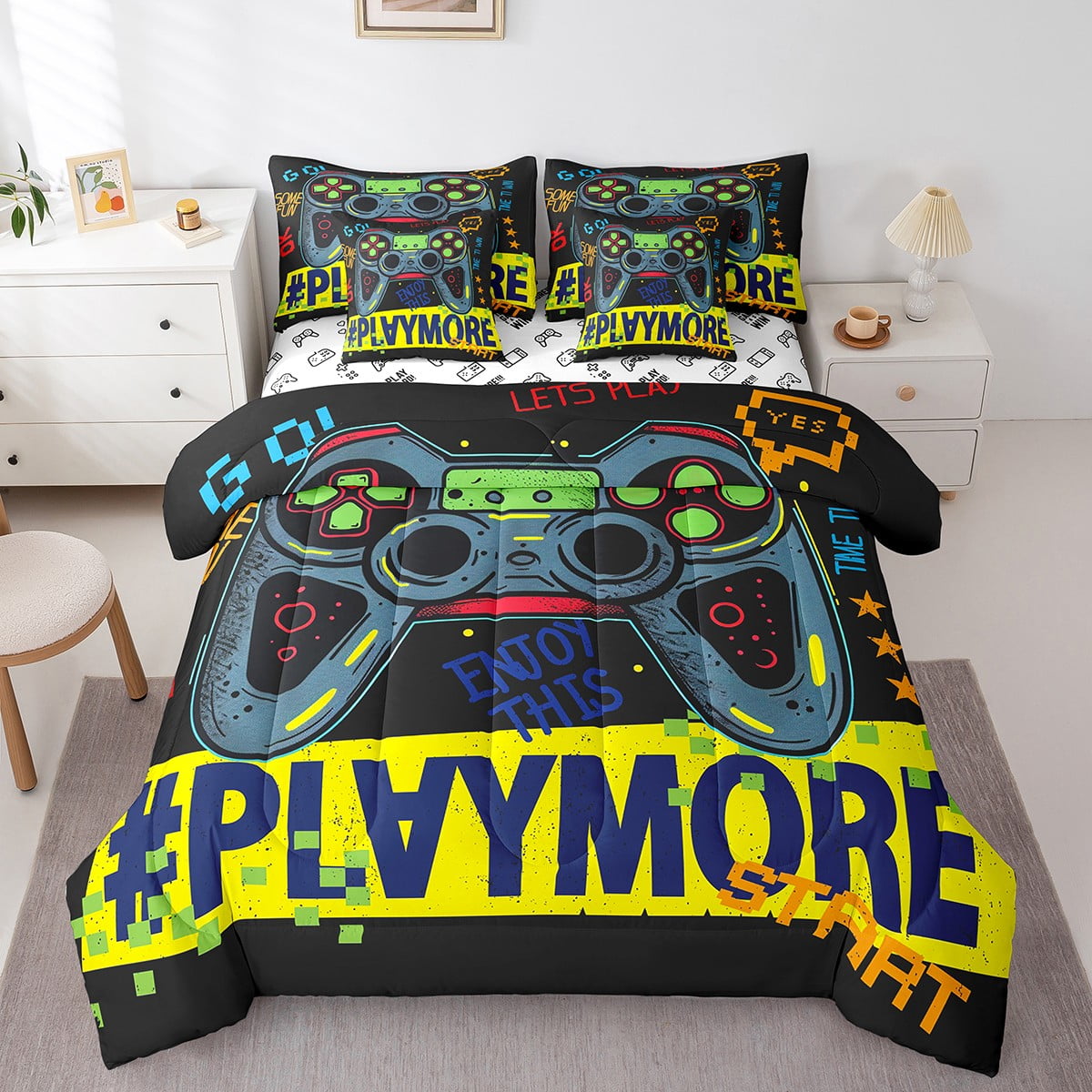 Gaming Bed In A Bag 7 Piece s, Modern Gamer Bedding Set, Video Games ...