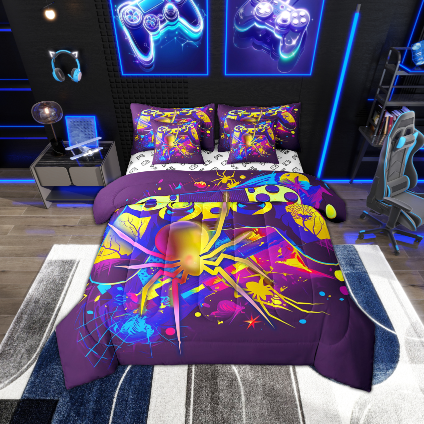 Gaming Bed in a Bag King Size Comforter Set 7 Pieces,Gamer Bedding Sets ...