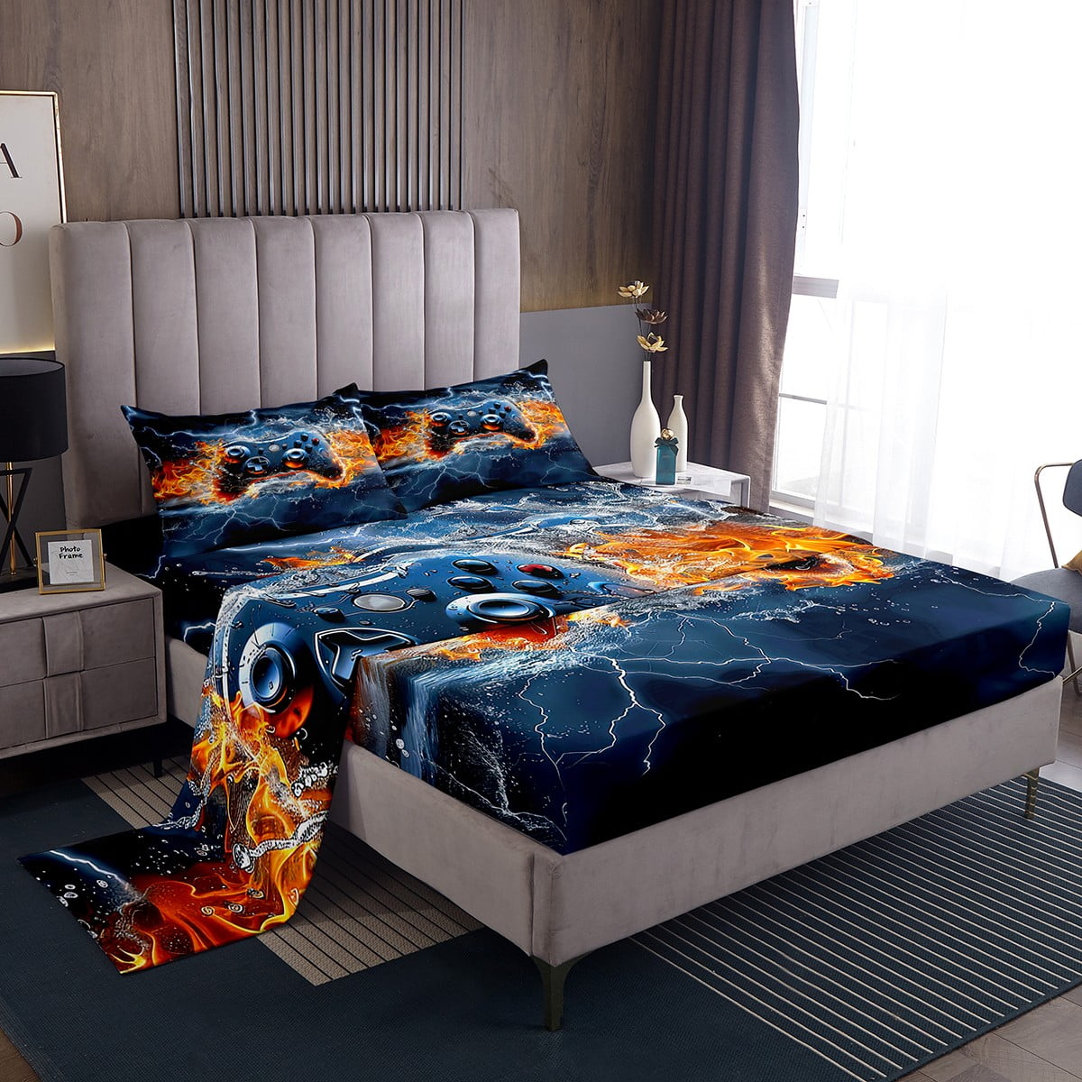 Gaming Bed Sheets Set King for Boys Teen Video Game Sheet Set Water and ...