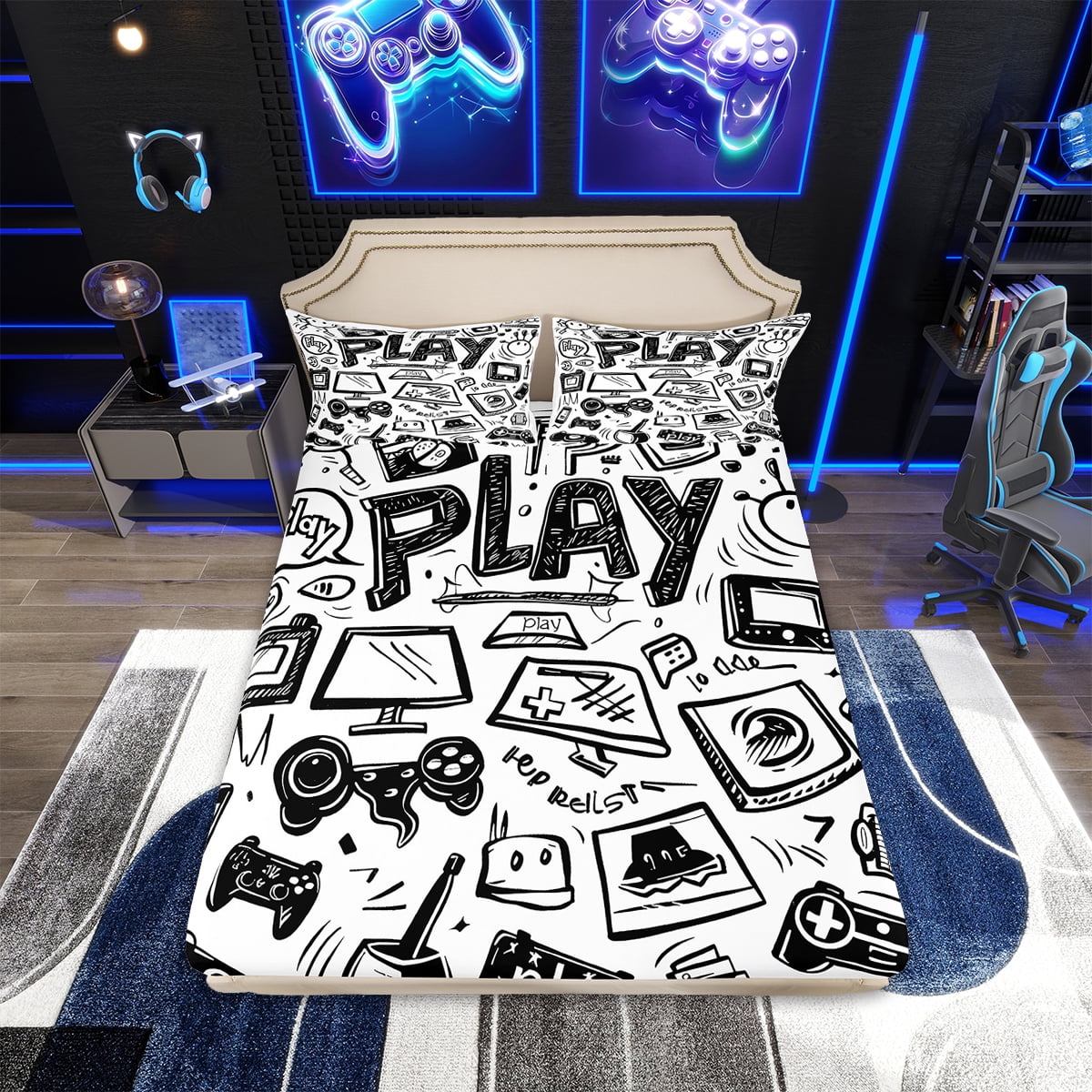 Gaming Bed Sheets Set Twin,Boys Gamer Sheet Set For Kids Boys Girls ...