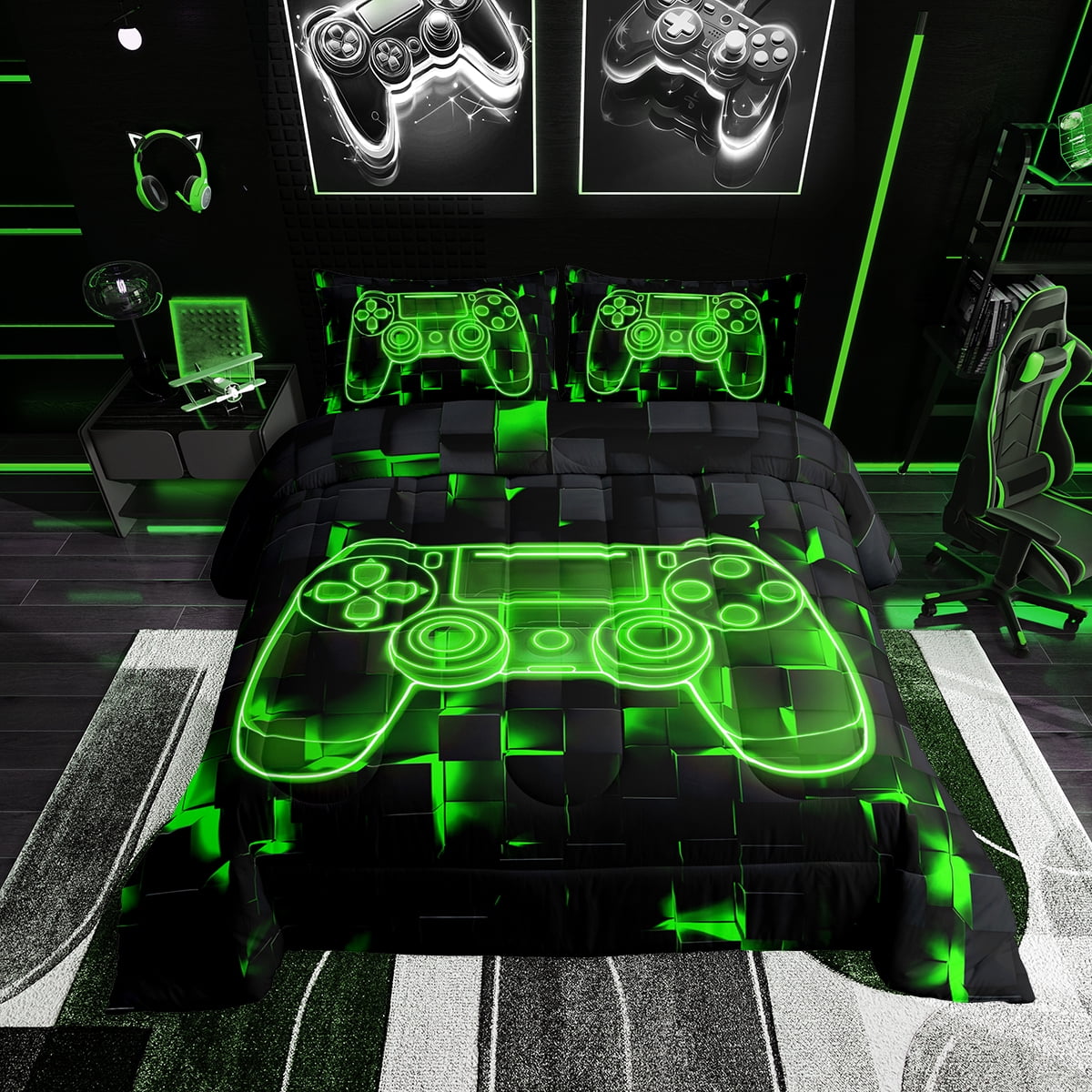 Gaming Bedding Set , Gamepad Gamer Comforter Set Twin Size Video Game ...
