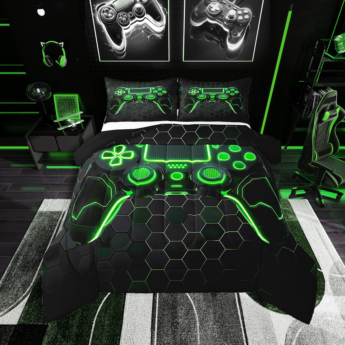 Gaming Bedding Set King Gamer Comforter Set Teens Game Console Bedding ...
