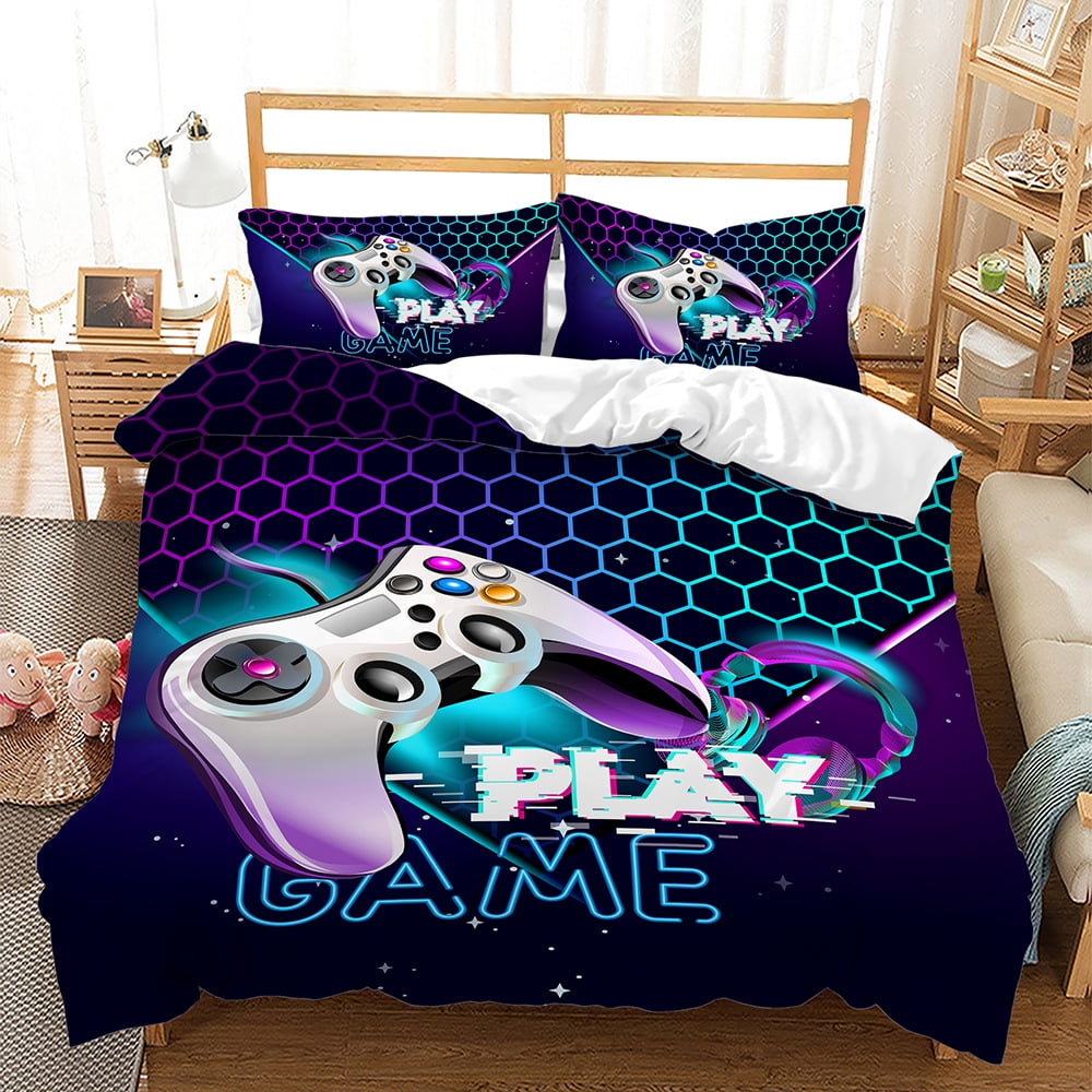 Gaming Bedding Set Twin Size Gamer Comforter Set for Boys Girls Kids ...