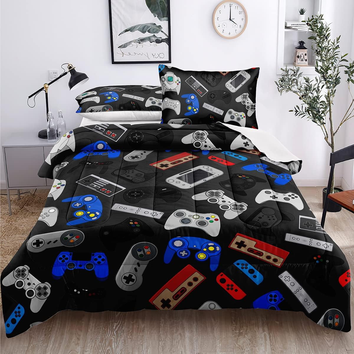 Gaming Bedding Set Twin Size Gamer Comforter Set for Boys Girls Kids ...