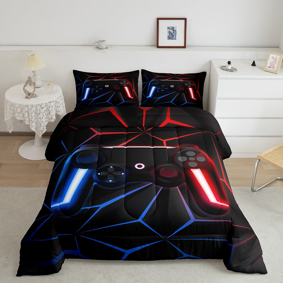 Gaming Bedding Set Twin Size Gamer Comforter Set 3d Gaming Geometric ...
