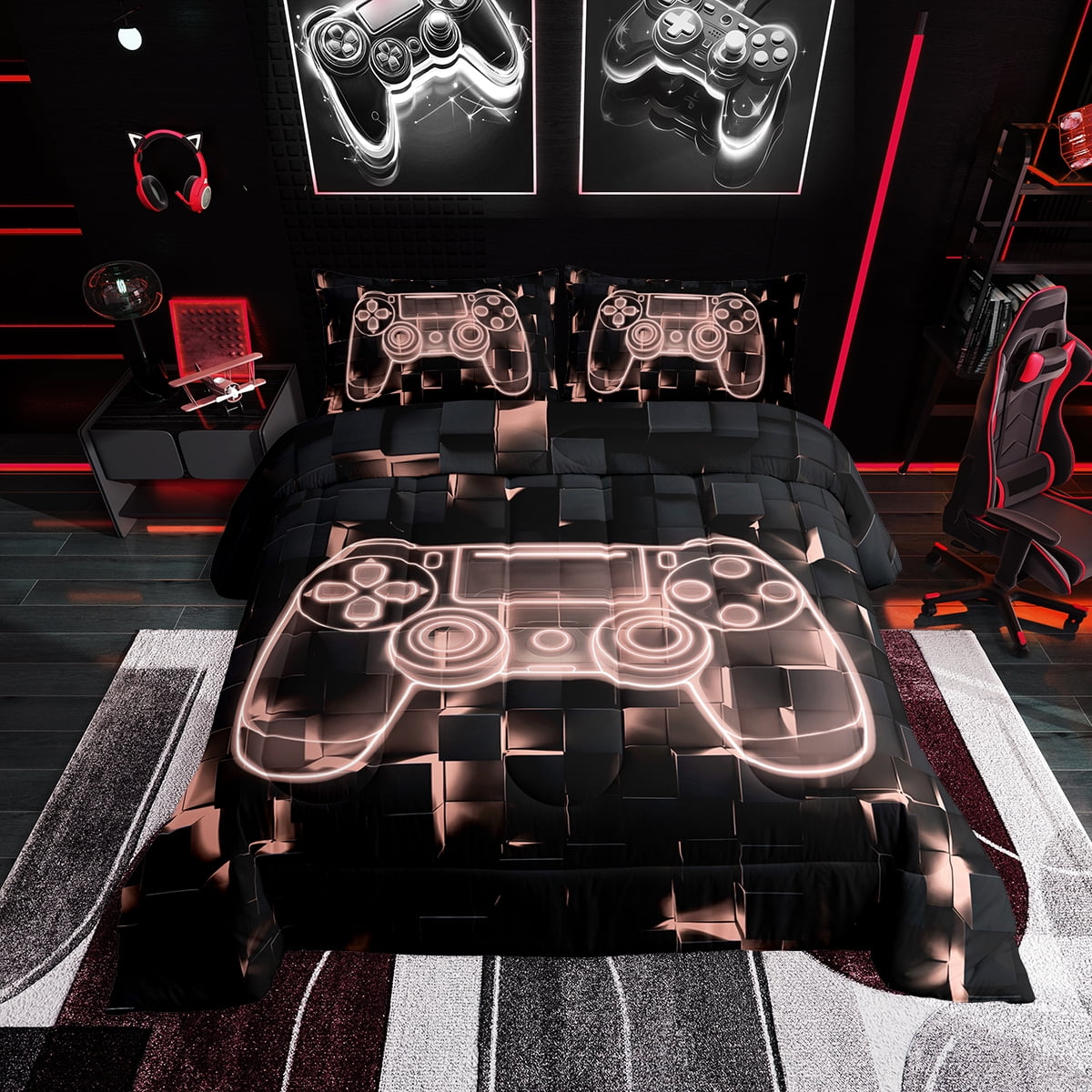 Gaming Bedding Sets , Video Games Comforter Set Gamer Decorations For ...