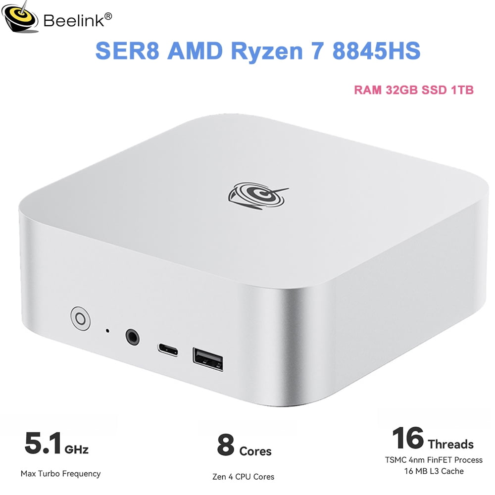 Gaming Beelink Ser8 AMD Ryzen7 8845hs Mini PC RAM 32GB SSD 1TB Up to 5.1Ghz 12 Core Official ...