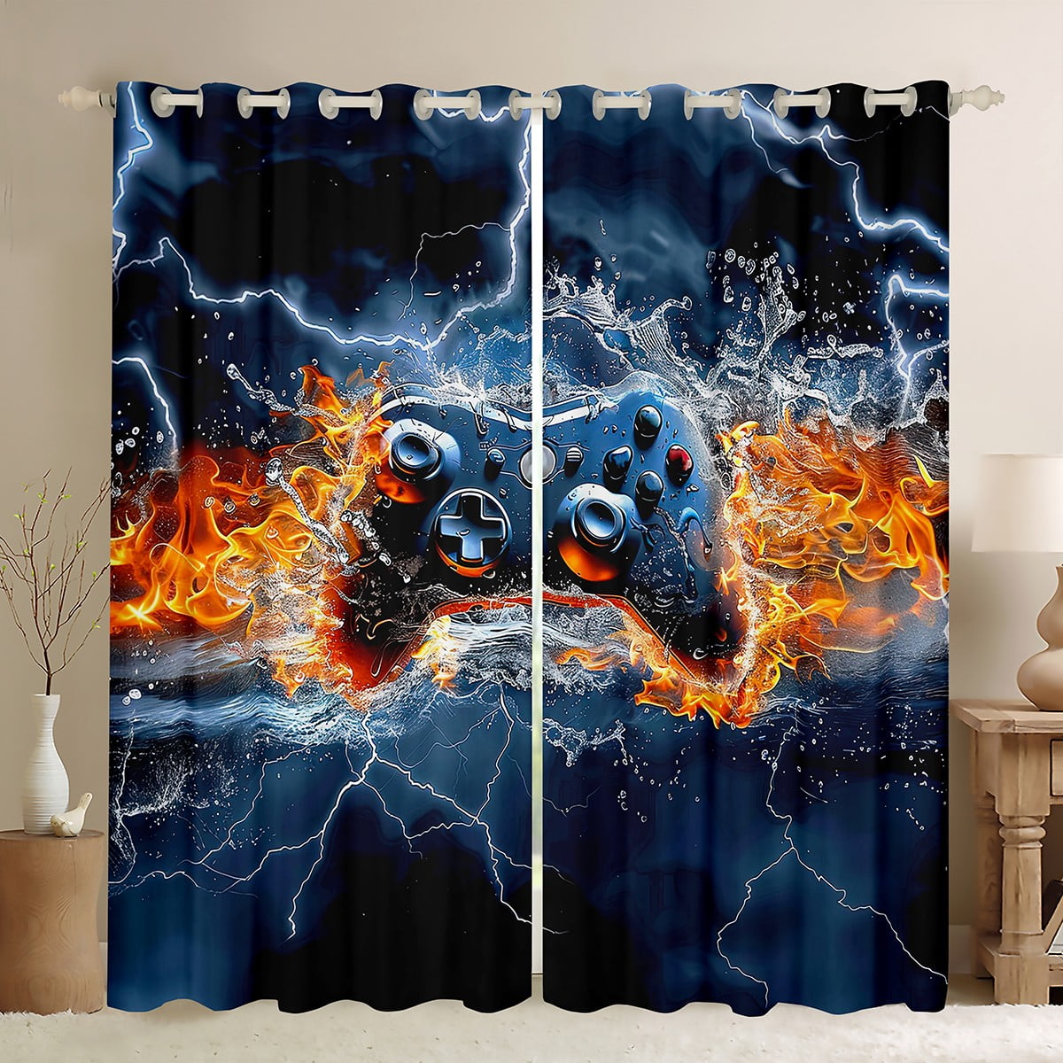 Gaming 30%-50% Blackout Curtains Teen Video Game Curtains Water and ...