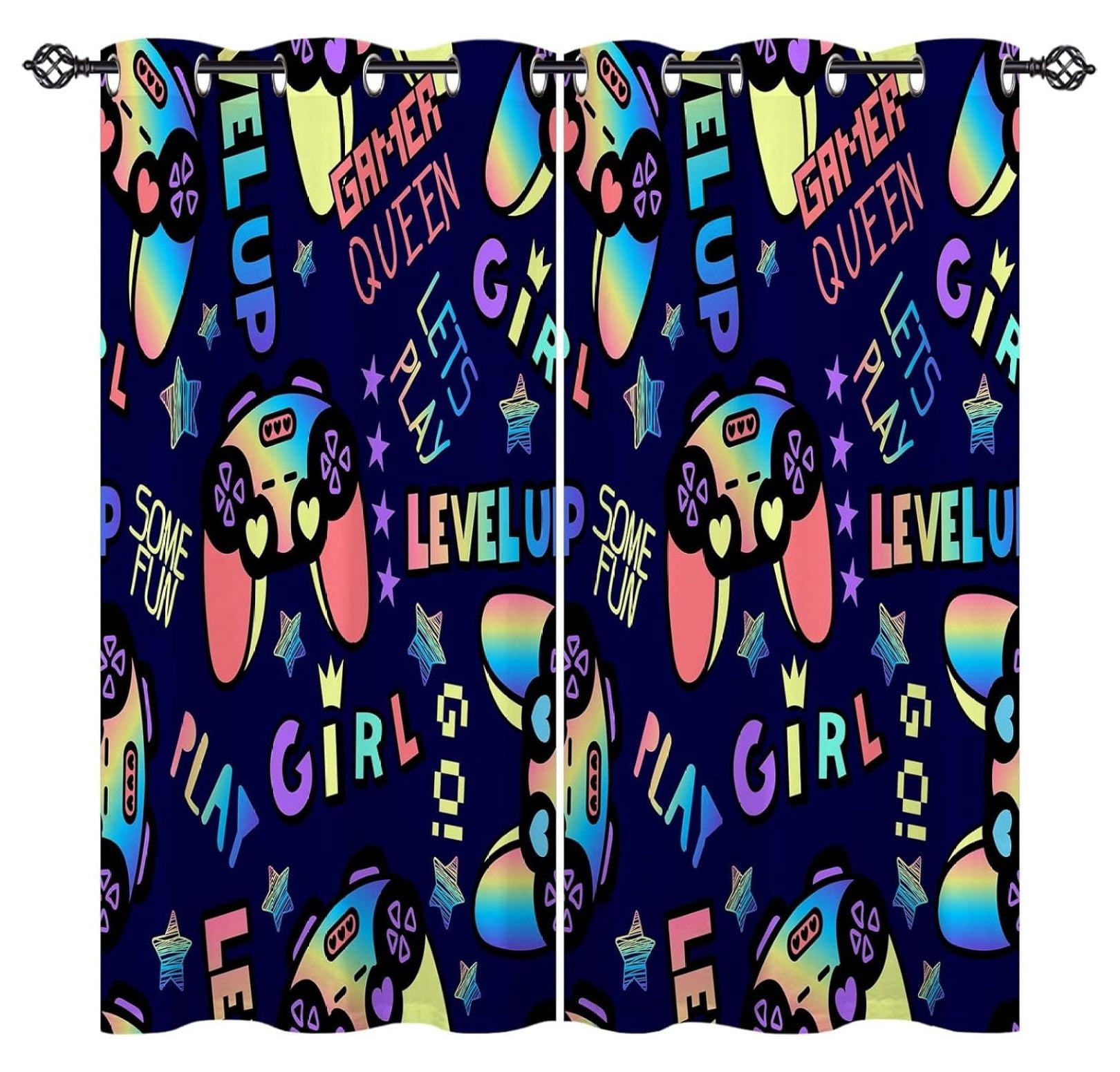 Gaming Blackout Curtains Grommet Thermal Insulated Room Darkening ...